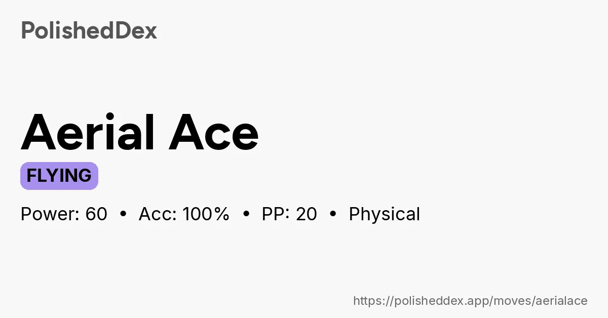 Aerial Ace (tm40) - Move Stats & Pokémon Learners | Polished Crystal ...