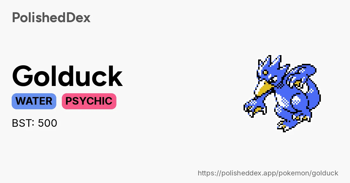 Golduck - Stats, Moves, Evolution & Location | Polished Crystal ...