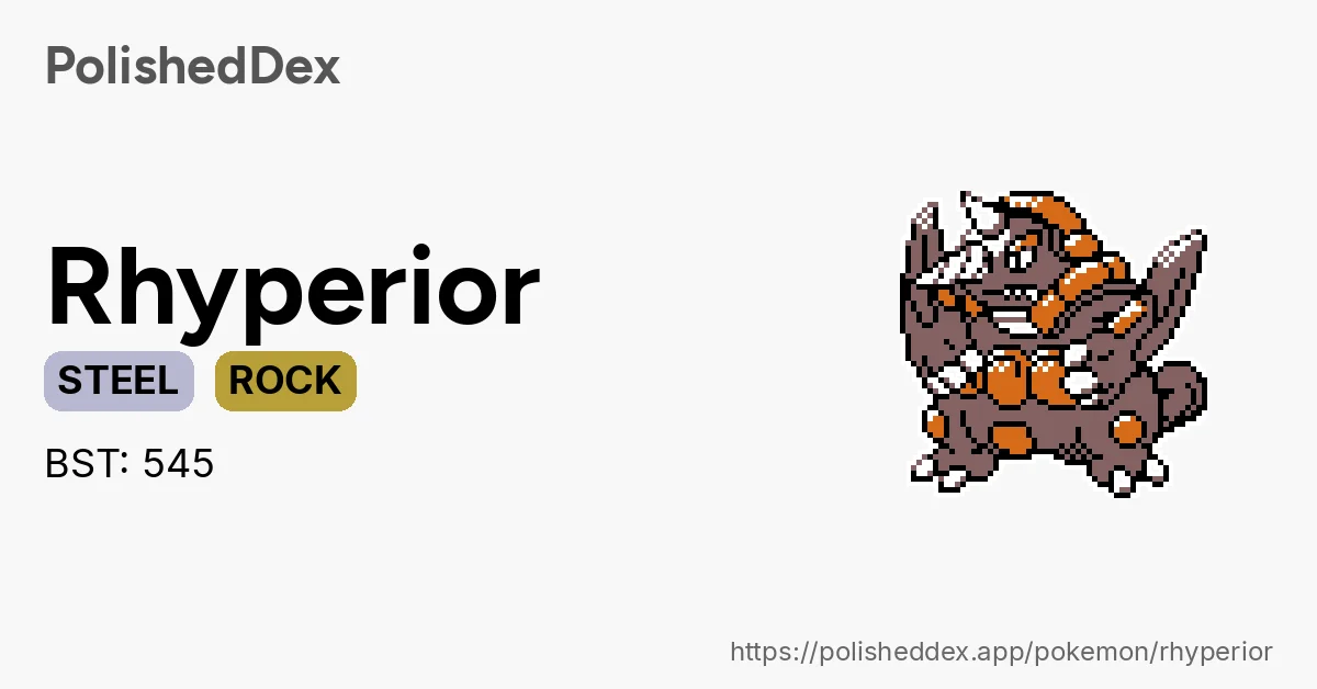 Rhyperior - Stats, Moves, Evolution & Location | Polished Crystal ...