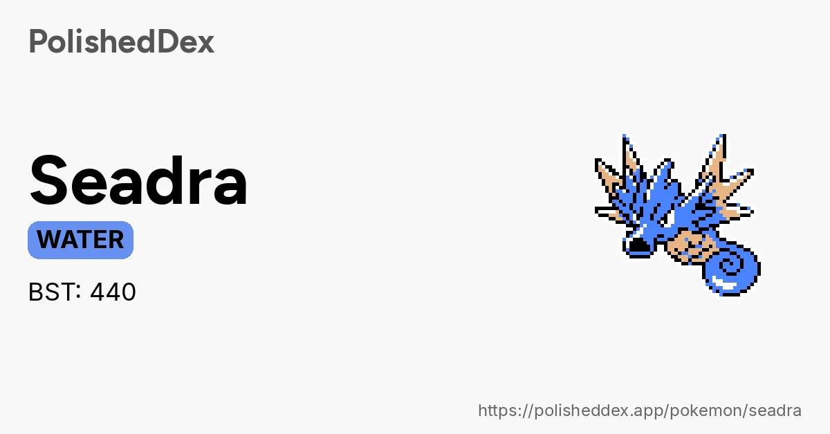 Seadra - Stats, Moves, Evolution & Location | Polished Crystal ...